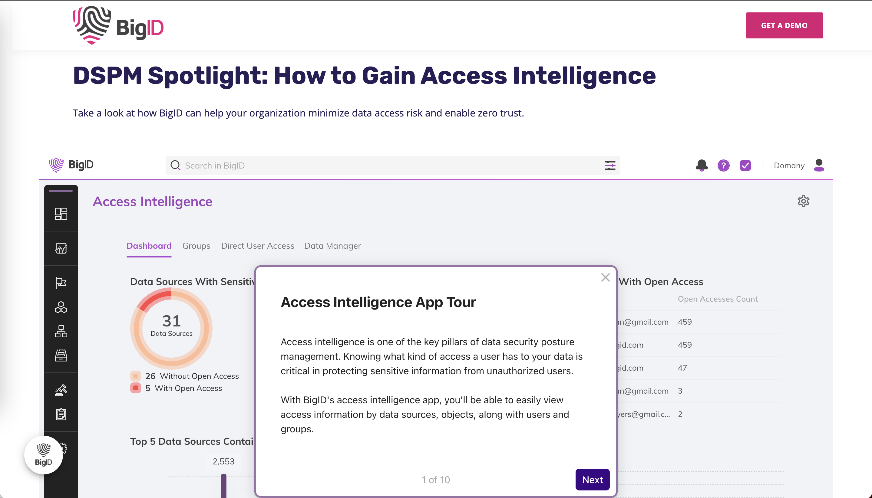BigID DSPM Access Intelligence Product Tour